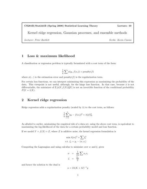 Kernel Ridge Regression Gaussian Processes And Ensemble
