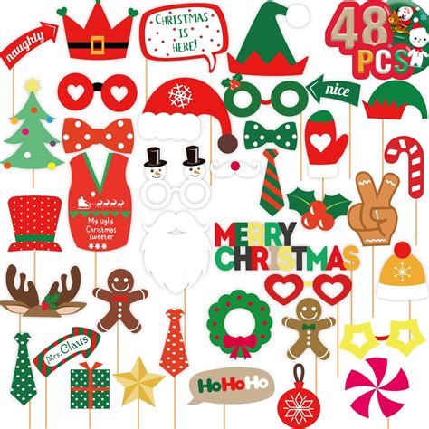 Christmas Photo Booth Props Kit 32pcs Diy Photo Booth Prop