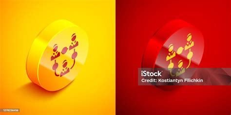 주황색과 빨간색 배경에 격리된 등소 메트릭 프로젝트 팀 베이스 아이콘입니다 비즈니스 분석 및 계획 컨설팅 팀 워크 프로젝트 관리 서클 버튼입니다 벡터 0명에 대한 스톡 벡터