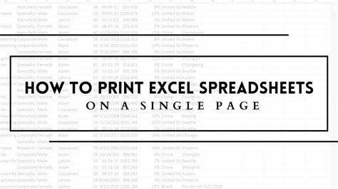 how to print excel spreadsheets on a single page youtube