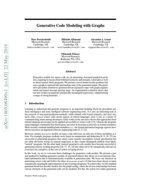 Generative Code Modeling With Graphs Pdf Artificial Neural Network
