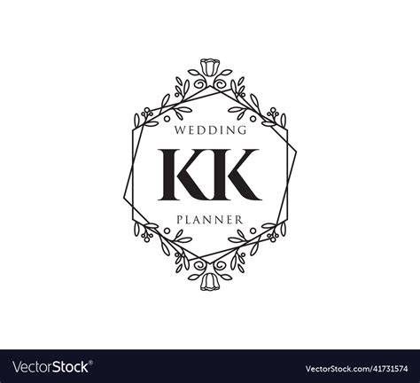 Kk Initials Letter Wedding Monogram Logos Vector Image