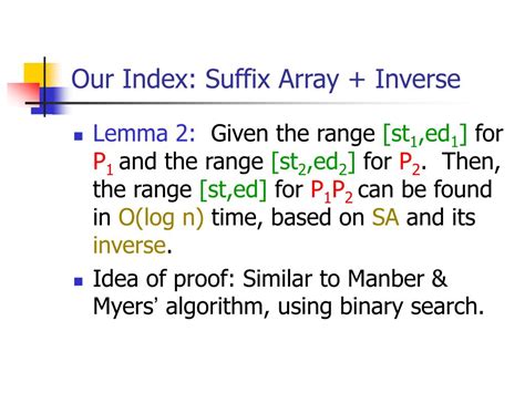 Ppt Approximate String Matching Using Compressed Suffix Arrays
