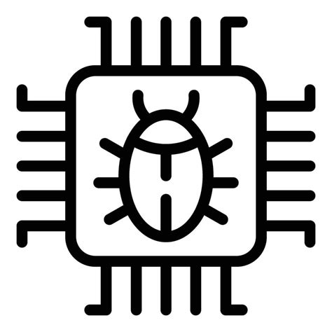 Processor Bug Icon Outline Vector Data Network Vector Art At Vecteezy