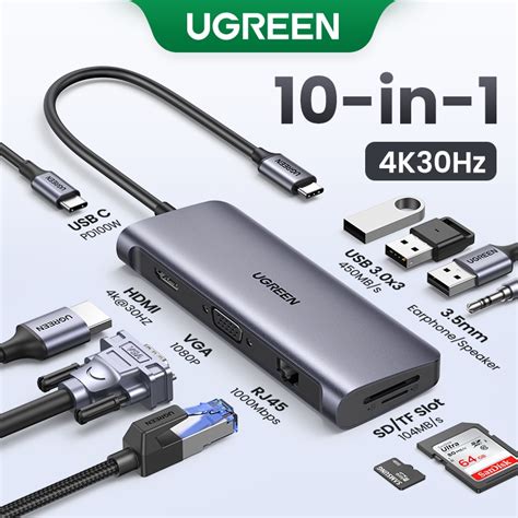 Ugreen Usb C 10 In 1 Type C Hub With Ethernet 4k Hdmi Vga Power