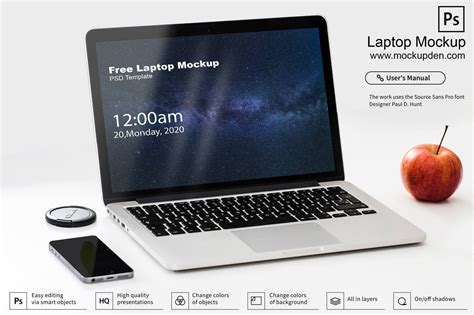 Free Laptop Mockup Psd Template Mockup Den