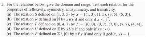 Solved 5 For The Relations Below Give The Domain And Chegg Com