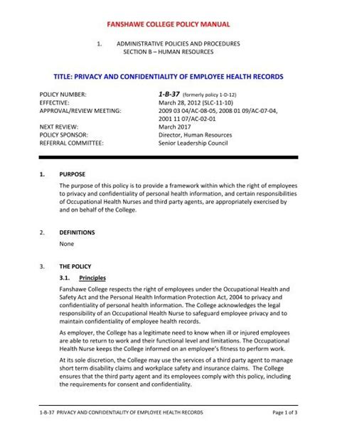 Draft Policy Fanshawe College
