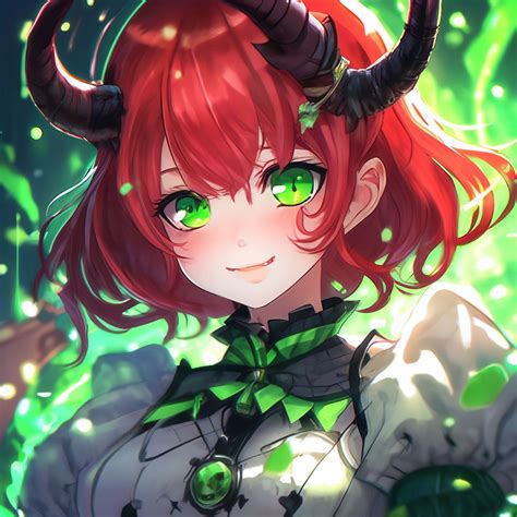 Anime Girl With Short Red Hair And Green Eyes