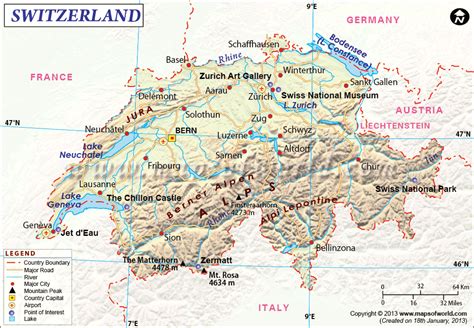 Switzerland Map With Tourist Attractions 60 Photos