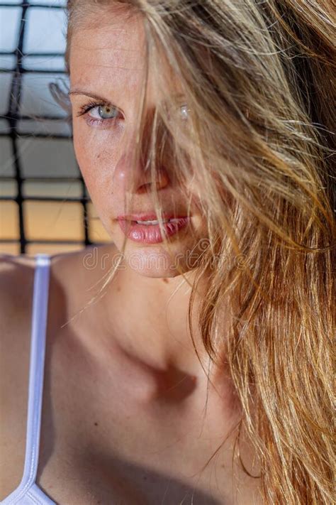 A Lovely Blonde Athlete Poses Outdoor While Enjoying The Spring Weather Stock Image Image Of