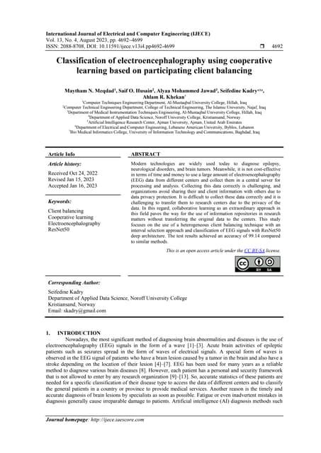 Classification Of Electroencephalography Using Cooperative Learning Based On Participating