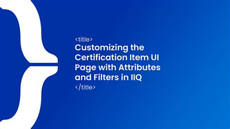 Customizing The Certification Item Ui Page With Attributes And Filters