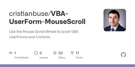 Github Cristianbusevba Userform Mousescroll Use The Mouse Scroll Wheel To Scroll Vba