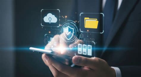 Data Security And Cloud Computing Technology On A Smartphone For Business Use Stock Illustration