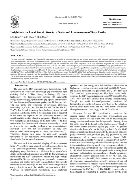 Pdf Insight Into The Local Atomic Structure Order And Luminescence Of Rare Earths