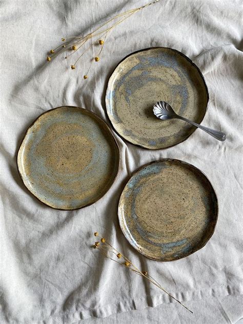 Ceramic Neutral Dessert Plate Handmade Rustic Pottery Plate Minimal