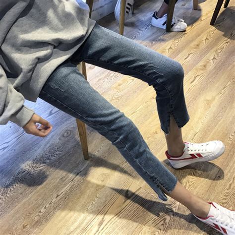 Badubg Изчистени дамски дънки за бременни жени с цепка Badubg