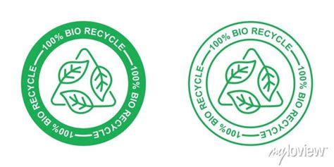 100 Percent Bio Recyclable Icon Recycle Logo Vector Illustration Posters For The Wall