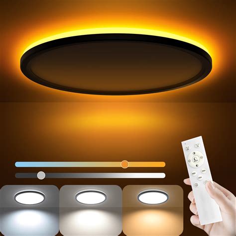 Amazefan 12inch Led Flush Mount Ceiling Light With Remote Control Dimmable Night Light 1800k