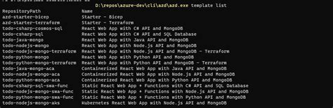 Template List Is Illegible In Any Size Terminal Issue Azure Azure Dev Github