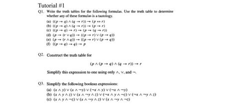 Solved Q Write The Truth Tables For The Following Chegg