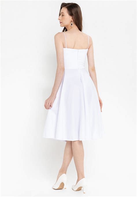 Joslin Bustier Midi Dress In White Heather Clothing