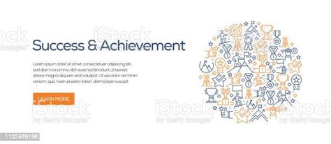 라인 아이콘이 있는 성공과 성취 배너 템플릿입니다 광고 헤더 웹 사이트에 대 한 현대 벡터 일러스트 배경 주제에 대한 스톡 벡터