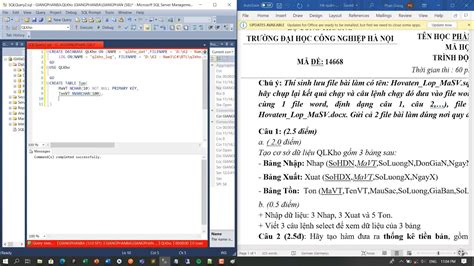 Giải đề Thi Sql Server Đại Học Công Nghiệp Hà Nội Haui P1 Youtube