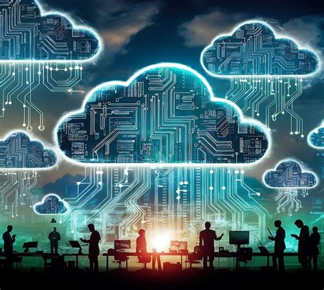 Futuristic Cloud Computing Technology Concept Premium Ai Generated Image