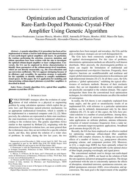 Pdf Optimization And Characterization Of Rare Earth Doped Photonic Crystal Fiber Amplifier
