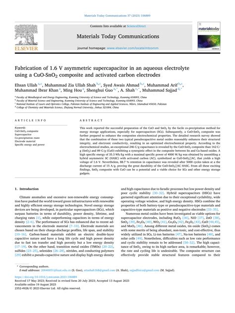 Pdf Fabrication Of 16 V Asymmetric Supercapacitor In An Aqueous Electrolyte Using A Cuo Sno 2