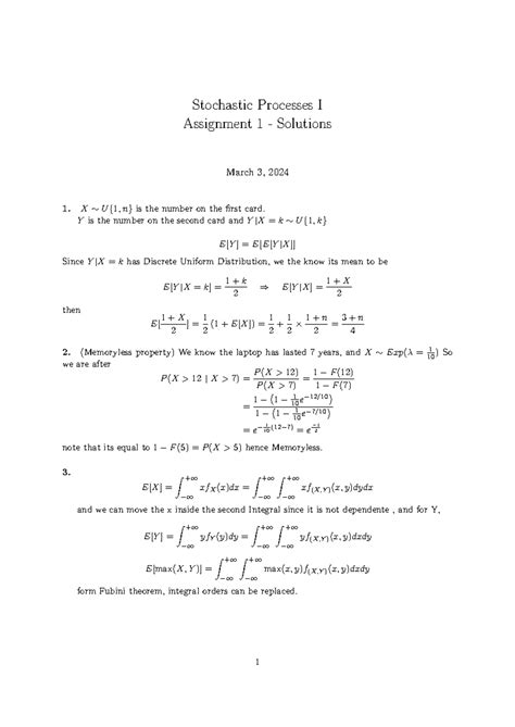 Assignment 1 Solutions 2 Stochastic Processes I Assignment 1 Solutions March 3 2024 X ∼
