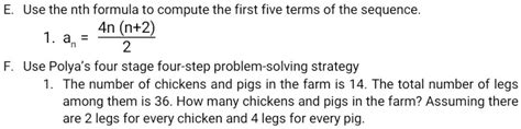 E Use The Nth Formula To Compute The First Five Terms Of The Sequence