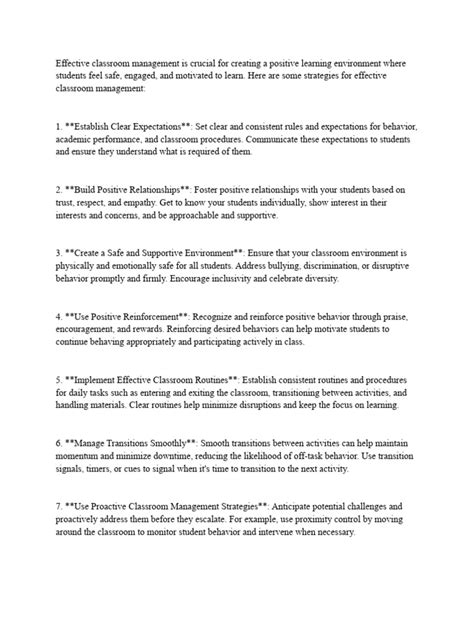 Effective Classroom Management Pdf Classroom Management