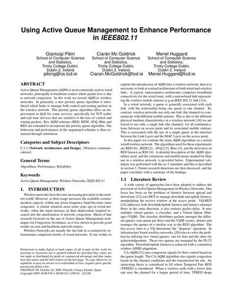 Pdf Using Active Queue Management To Enhance Performance In Ieee802 11