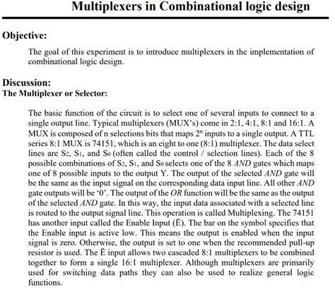 Multiplexers In Combinational Logic Design Objective Chegg
