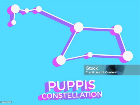 강아지 별자리 3d 기호 파란색 배경에 등색 스타일별 아이콘 별과 은하의 클러스터 벡터 일러스트레이션 0명에 대한 스톡 벡터