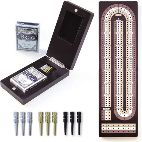 Cribbage Board Game Set Wooden Foldable 3 Track Board
