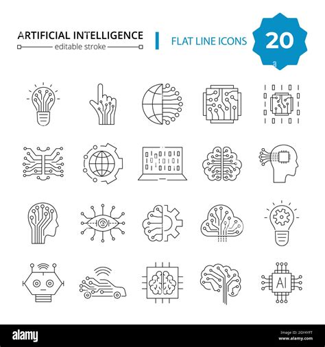 Artificial Intelligence And Machine Learning Line Icon Stock Vector