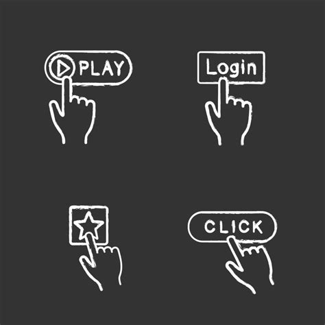 App Buttons Chalk Icons Set Click Play Login Add To Favorite Isolated Vector Chalkboard