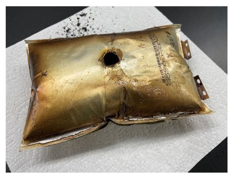 Battery Cell After The Combustion During The Penetration Test