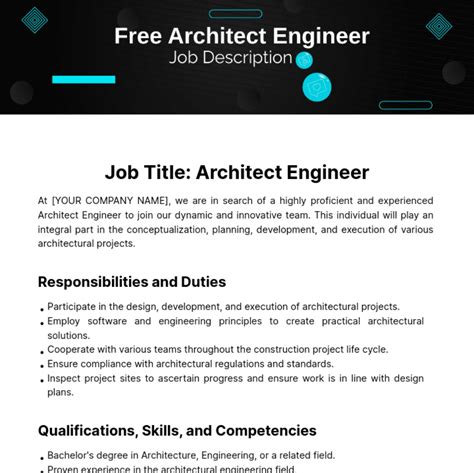 Free Architect Engineer Job Description Template To Edit Online