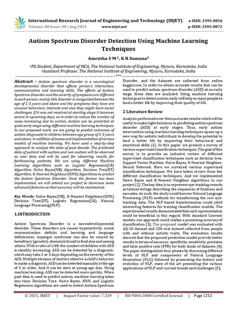 Autism Spectrum Disorder Detection Using Pdf Autism Spectrum