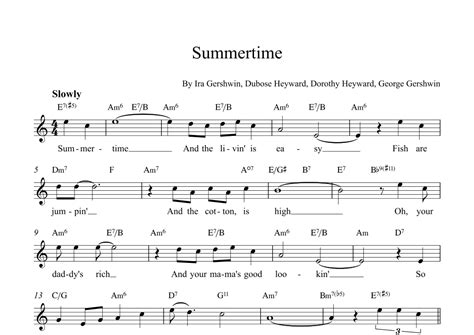 Summertime By Ira Gershwin Sheet Music For Violin Solo Arr Alex Nunes