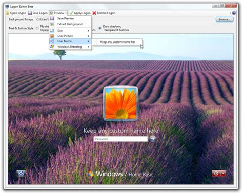 Advanced Customizable Windows 7 Logon Editor