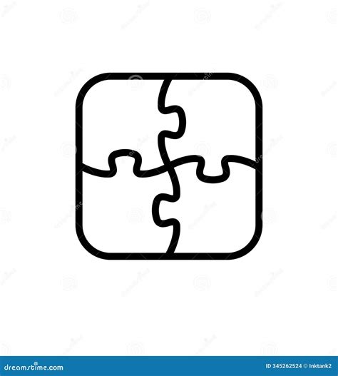 4 Simple Puzzle Pieces Connected Together Stock Vector Illustration Of Jigsaw Square 345262524