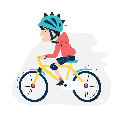 Kleiner Junge F Hrt Fahrrad Vektorillustration Auf Wei Stock Abbildung Illustration Von Flach