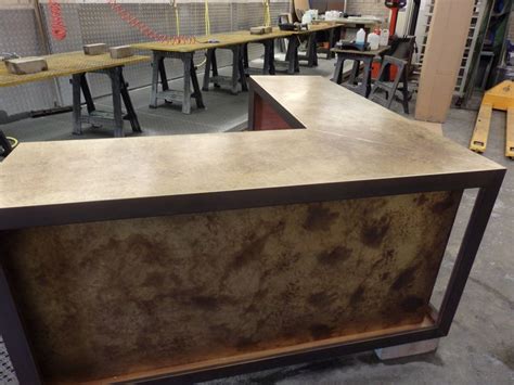 Aged Brass Reception Desk For Commercial Architecture