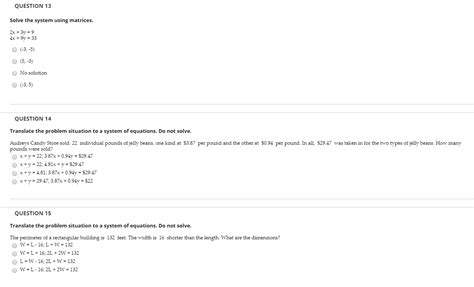 solved question 13 solve the system using matrices 2x 3y